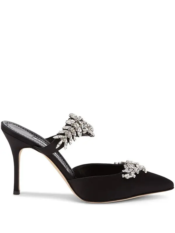 Manolo Blahnik 90mm Lurum Mules - Black