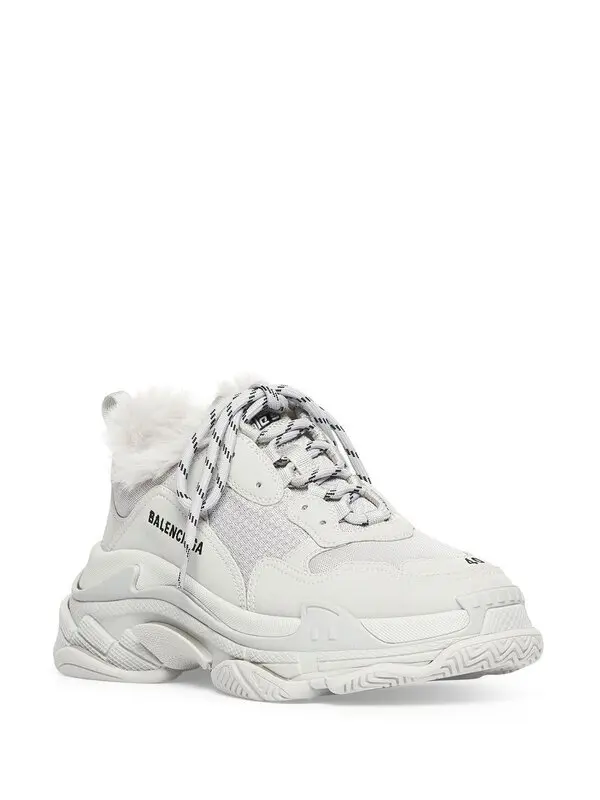 Balenciaga Triple S Faux-fur Sneakers - Grey