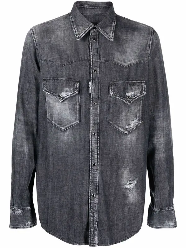 Dsquared2 Dark-wash Denim Shirt - Black