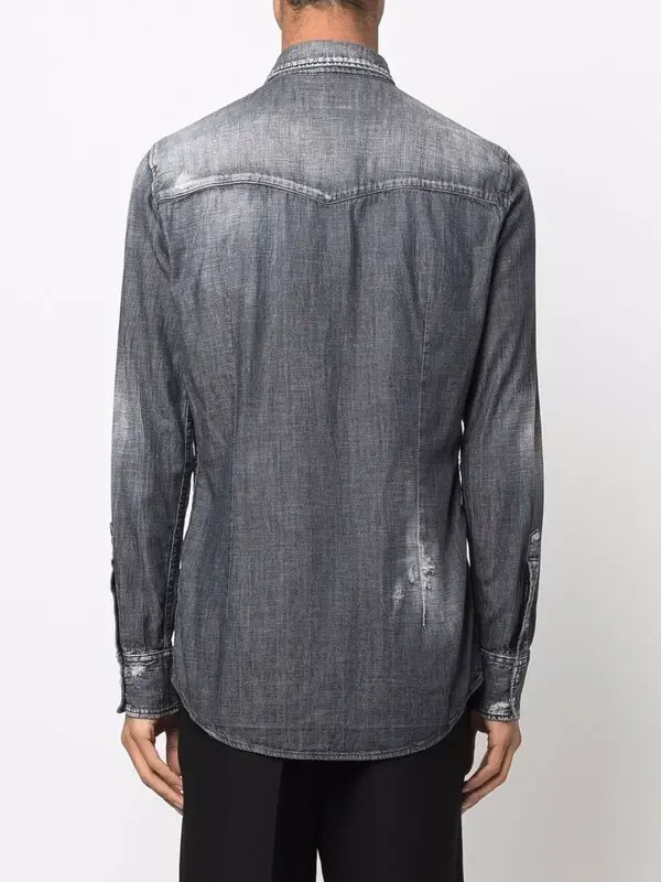 Dsquared2 Dark-wash Denim Shirt - Black