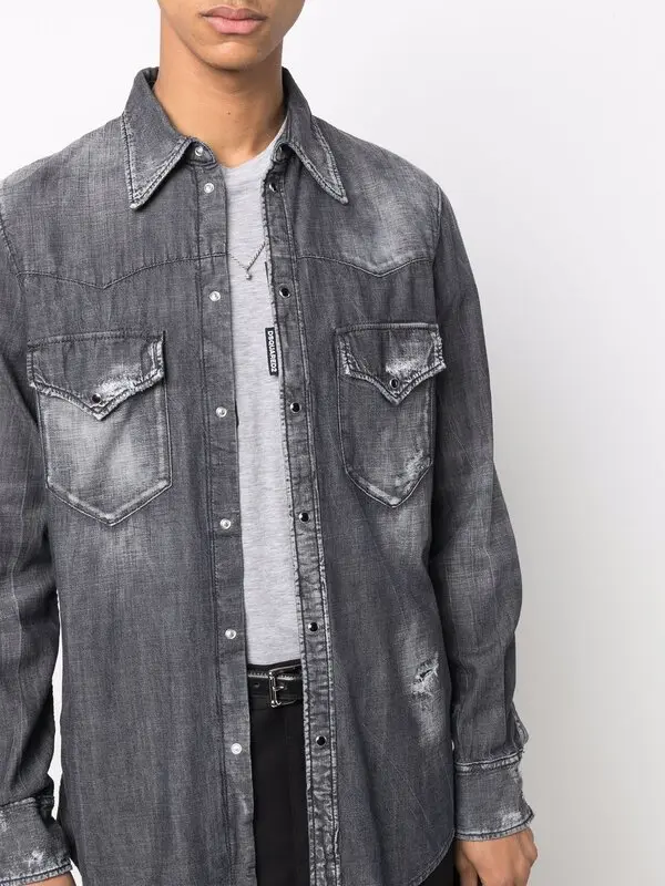 Dsquared2 Dark-wash Denim Shirt - Black