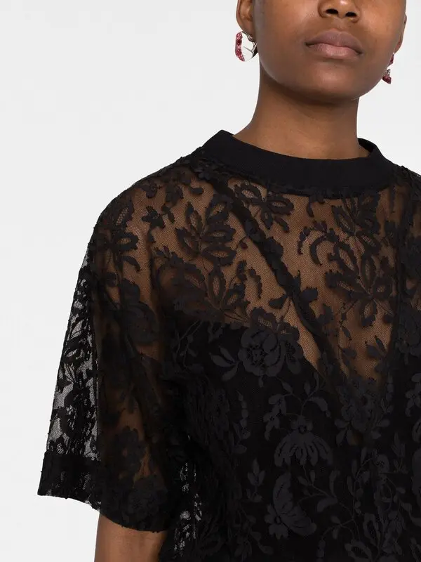 Alexander McQueen Floral-lace Short-sleeve Top