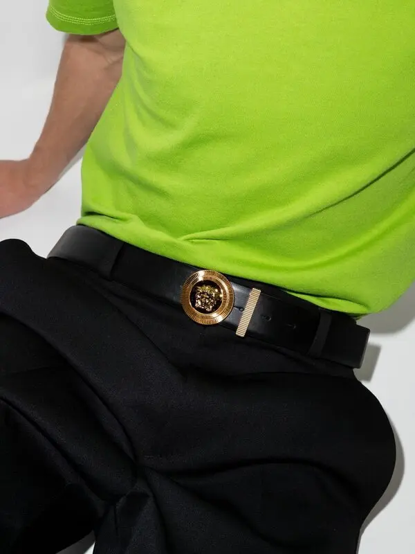 Versace Medusa Biggie Leather Belt - Black