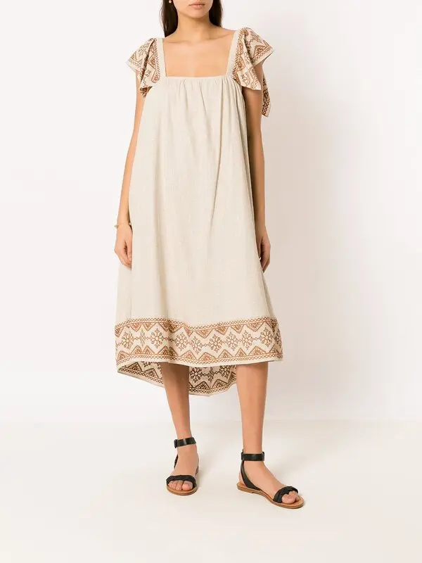 OLYMPIAH Intarsia-print Midi Dress - Neutrals