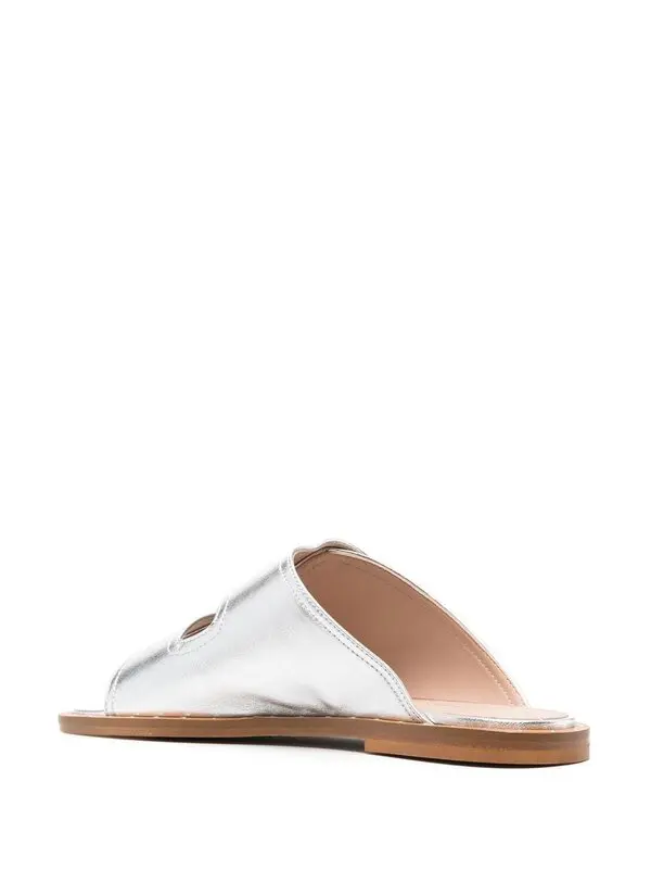 SCAROSSO Karen Metallic Slide Sandals - Grey