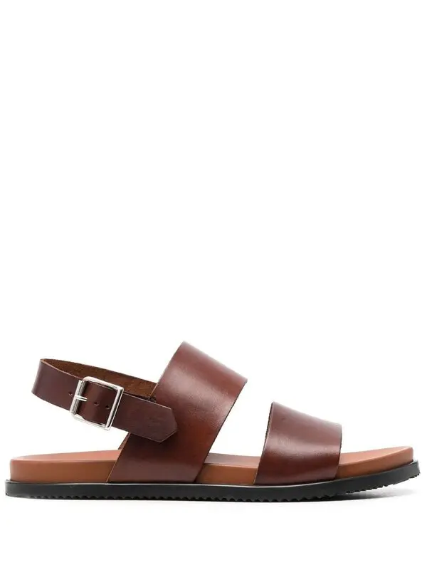 SCAROSSO Antonio Leather Slingback Sandals - Brown