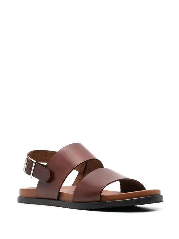 SCAROSSO Antonio Leather Slingback Sandals - Brown