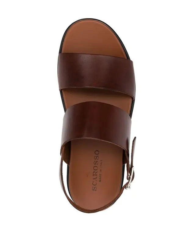 SCAROSSO Antonio Leather Slingback Sandals - Brown