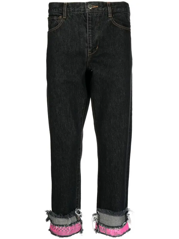 Facetasm Cropped Patchwork Jeans - Black
