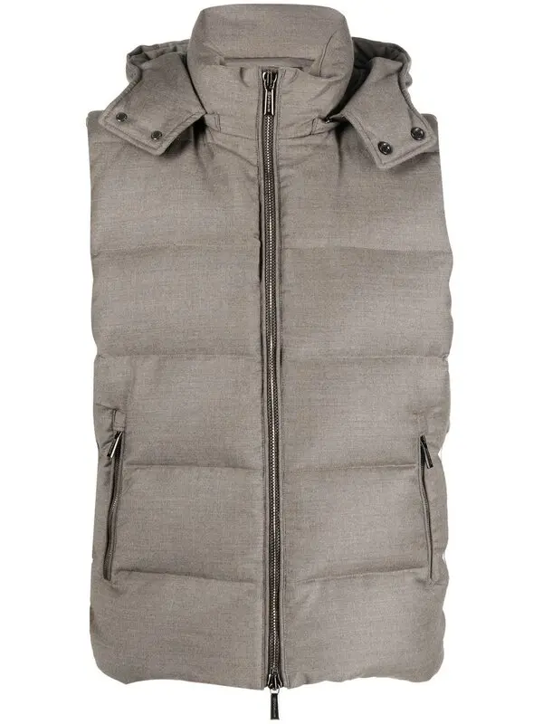 MOORER Hooded Padded Gilet - Neutrals