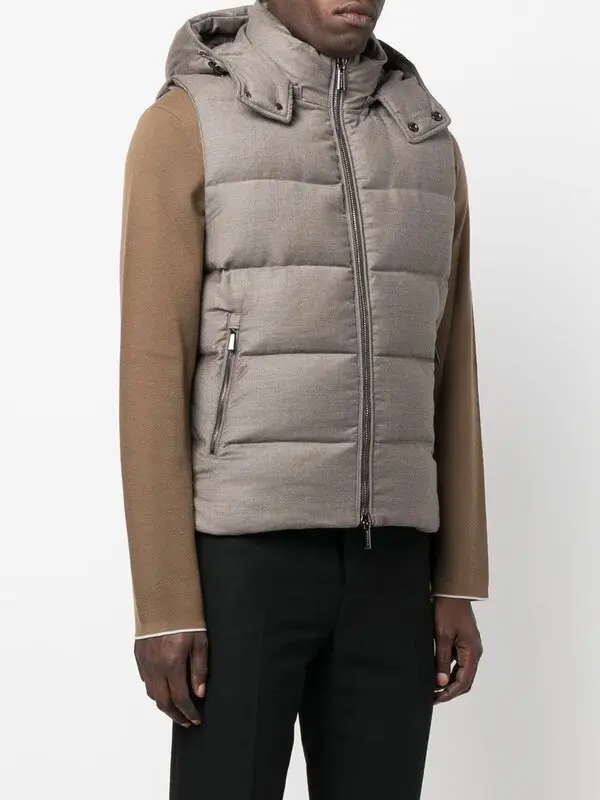 MOORER Hooded Padded Gilet - Neutrals
