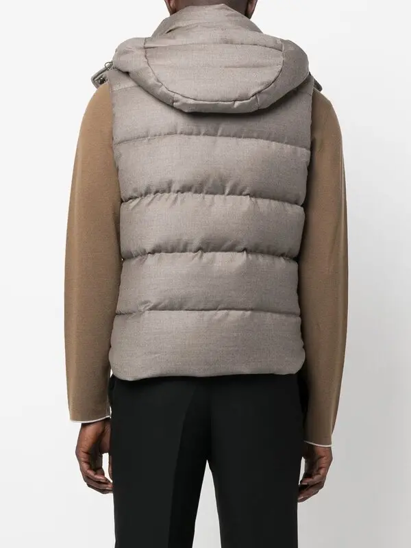 MOORER Hooded Padded Gilet - Neutrals