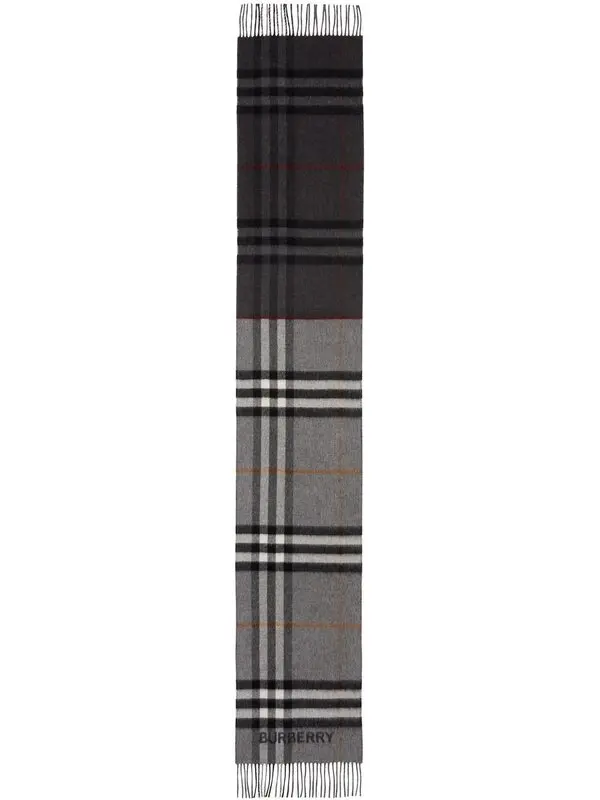 Burberry Checked Pattern Scarf - Grey