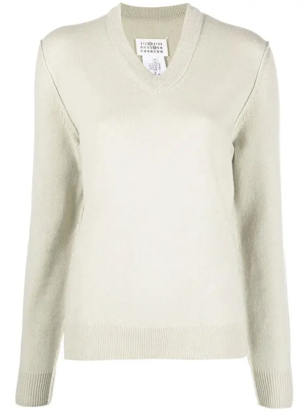 MAISON MARGIELA V-neck Cashmere Jumper - Green