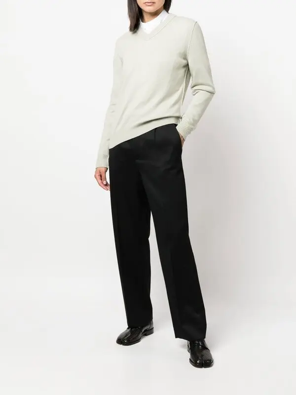 MAISON MARGIELA V-neck Cashmere Jumper - Green