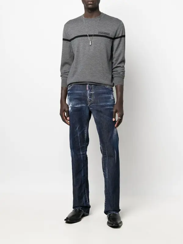 Dsquared2 Logo-embroidered Wool Jumper - Grey