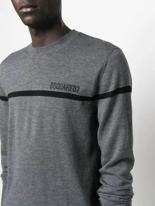 Dsquared2 Logo-embroidered Wool Jumper - Grey