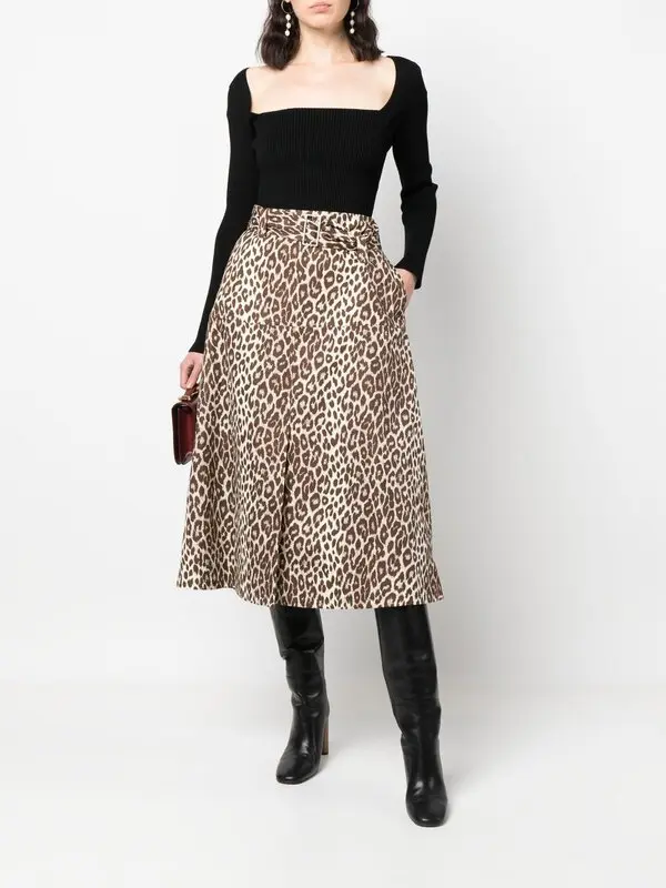 JIL SANDER Leopard-print Midi Skirt - Neutrals