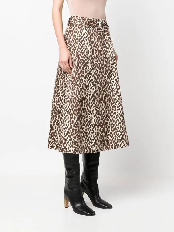 JIL SANDER Leopard-print Midi Skirt - Neutrals