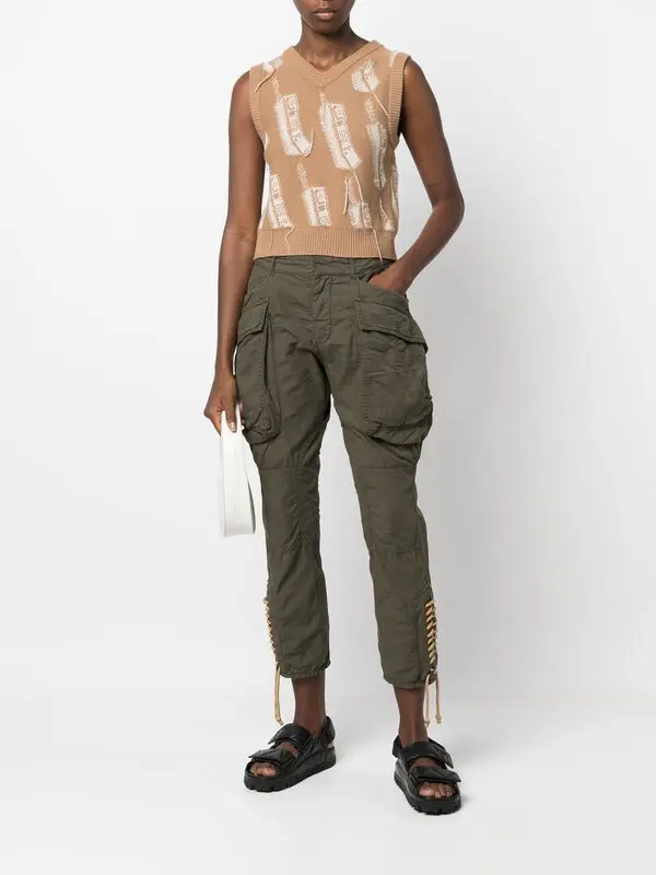 Dsquared2 Stretch-cotton Lace-up Detail Cargo Trousers