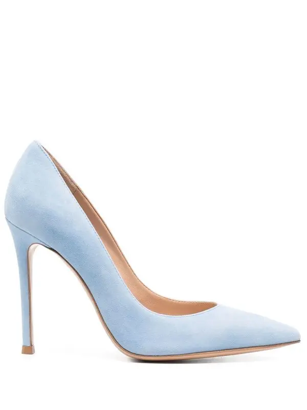GIANVITO ROSSI Pointed Toe Suede Pumps - Blue