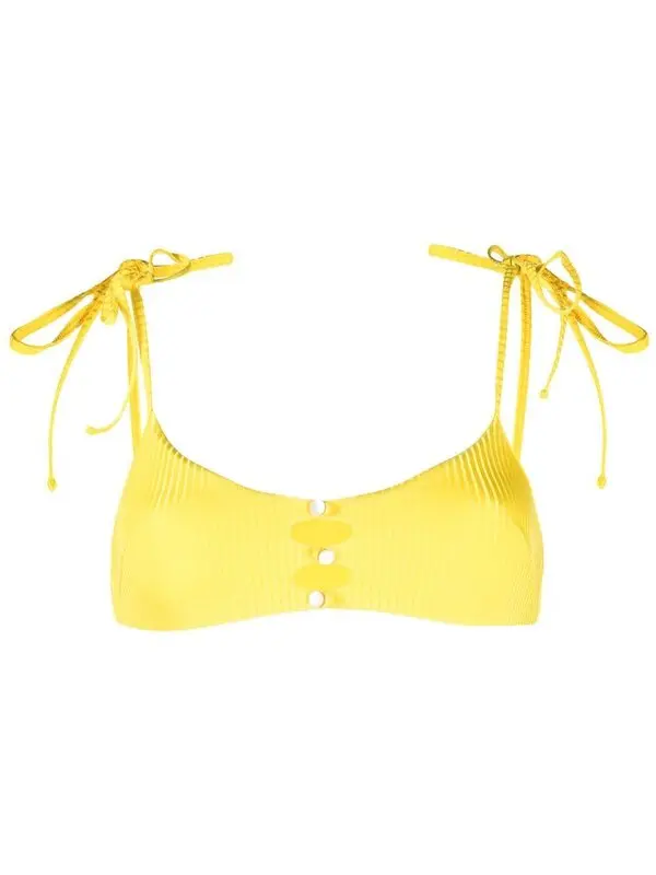 SIAN SWIMWEAR Ribbed Side-tie Bikini Bottom - Yellow