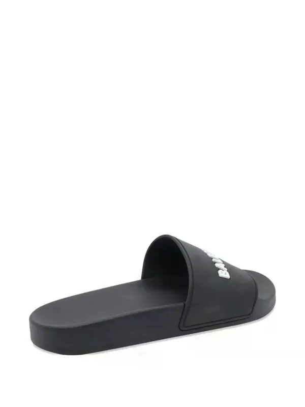 Balenciaga Logo Pool Slides - Black