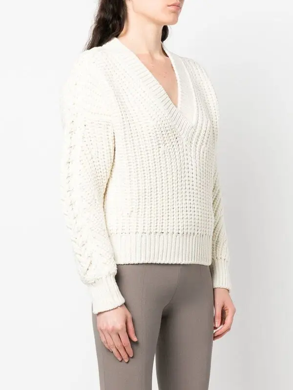 IRO PARIS Chunky-knit V-neck Jumper - White