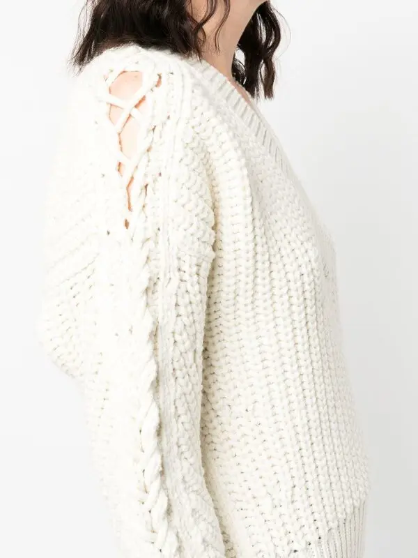 IRO PARIS Chunky-knit V-neck Jumper - White