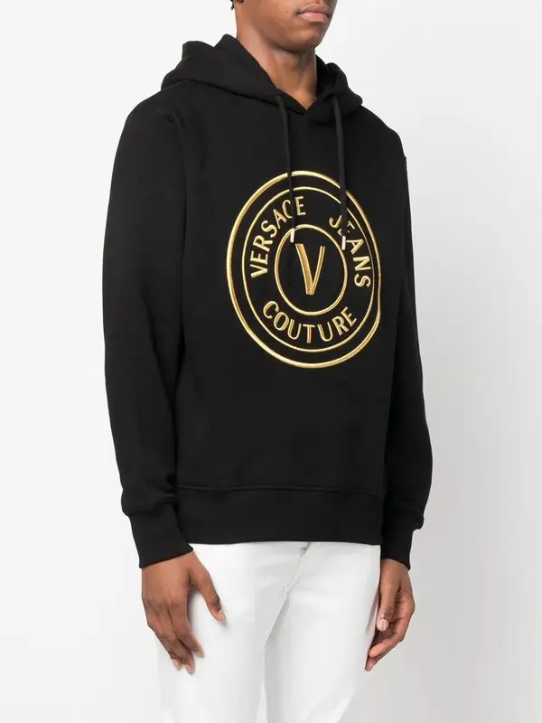 Versace Logo Embroidered Cotton Hoodie