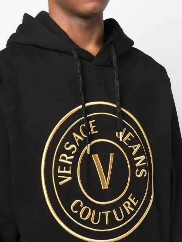 Versace Logo Embroidered Cotton Hoodie