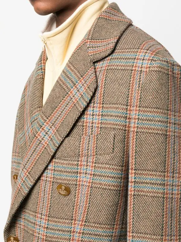 VIVIENNE WESTWOOD Check Double-breasted Coat - Neutrals