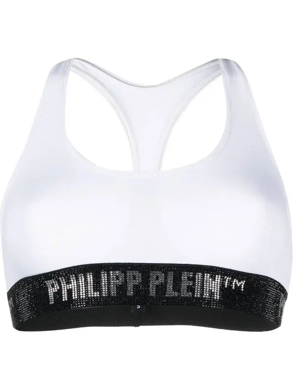 Philipp Plein Logo-embellished Cotton Sports Bra - White