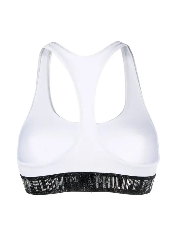 Philipp Plein Logo-embellished Cotton Sports Bra - White