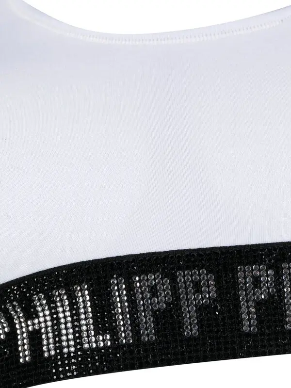 Philipp Plein Logo-embellished Cotton Sports Bra - White