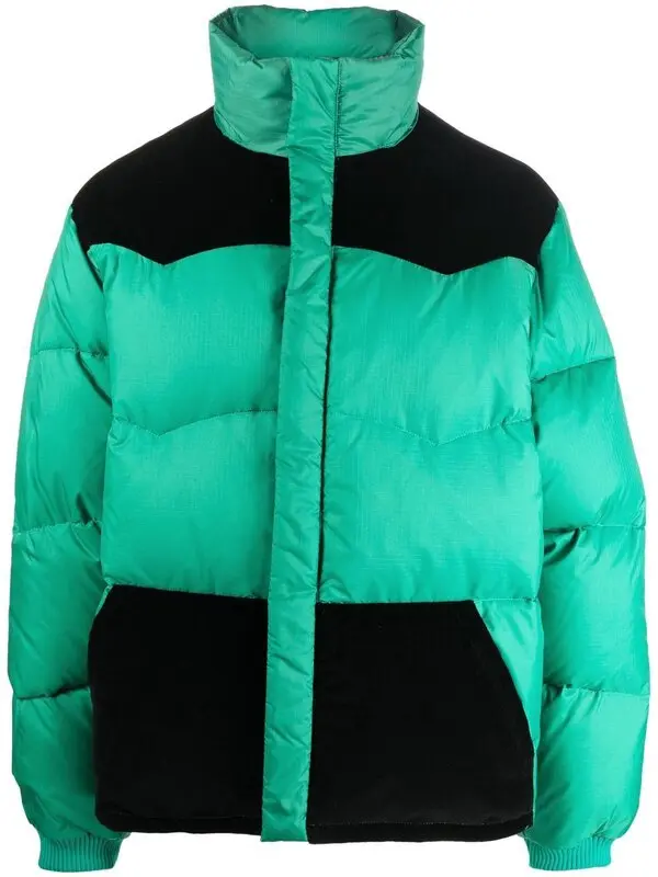 Marni Colour-block Feather-down Jacket - Green