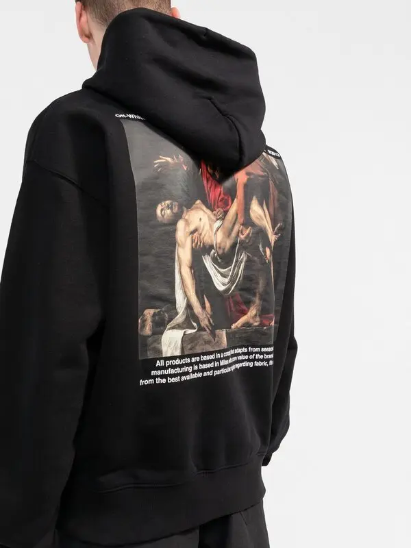 Off-White Caravaggio Print Hooded Sweatshirt - Black