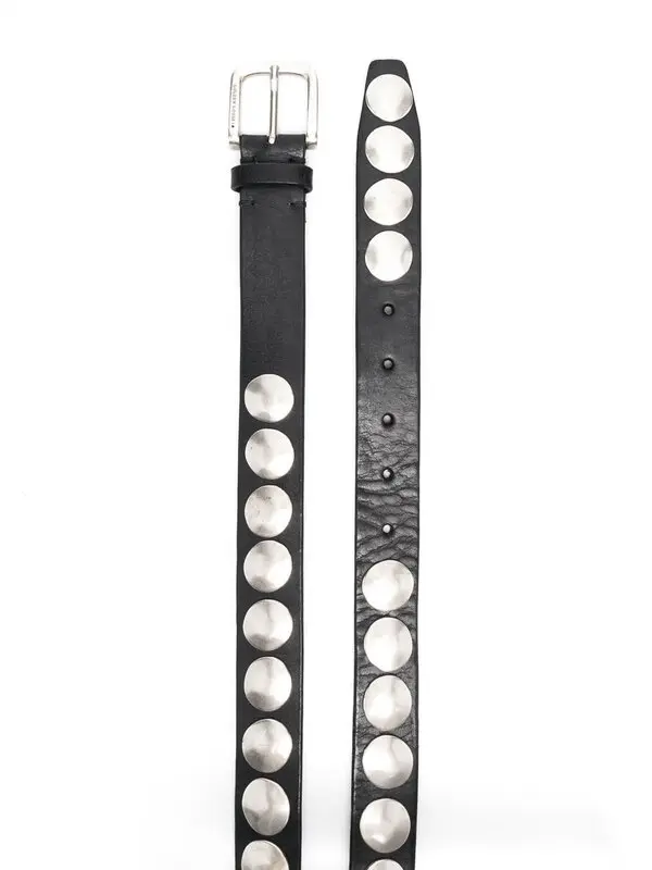 GOLDEN GOOSE Studded Leather Belt - Black