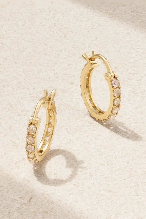 Ileana Makri 18-karat Diamond Hoop Earrings - Gold
