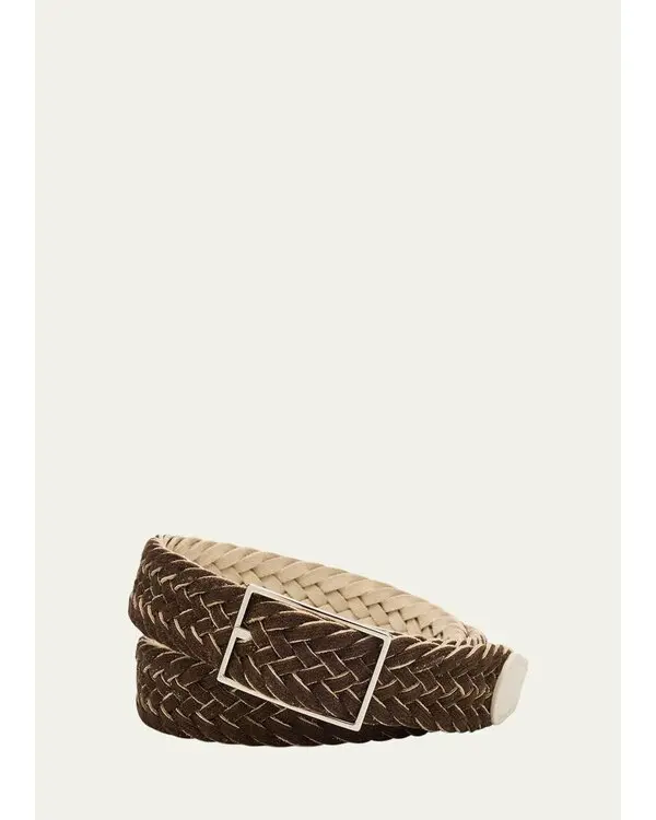 Simonnot Godard Reversible Braided Belt - Beige