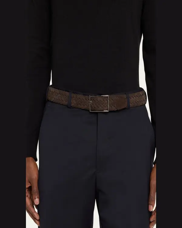 Simonnot Godard Reversible Braided Belt - Brown/blue
