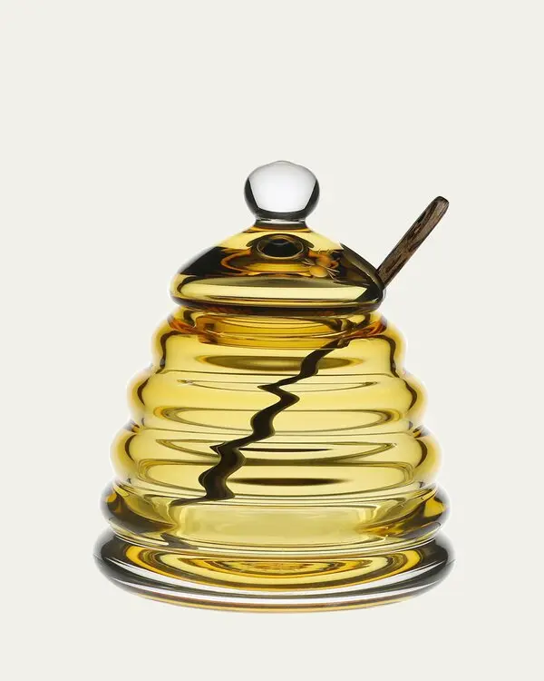 WILLIAM YEOWARD CRYSTAL Honeycomb Honey Jar & Spoon