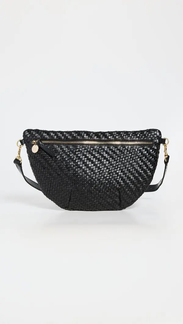 Clare V. Grande Fanny - Black Woven Zig-zag
