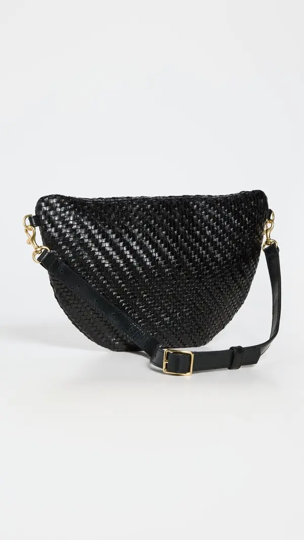 Clare V. Grande Fanny - Black Woven Zig-zag