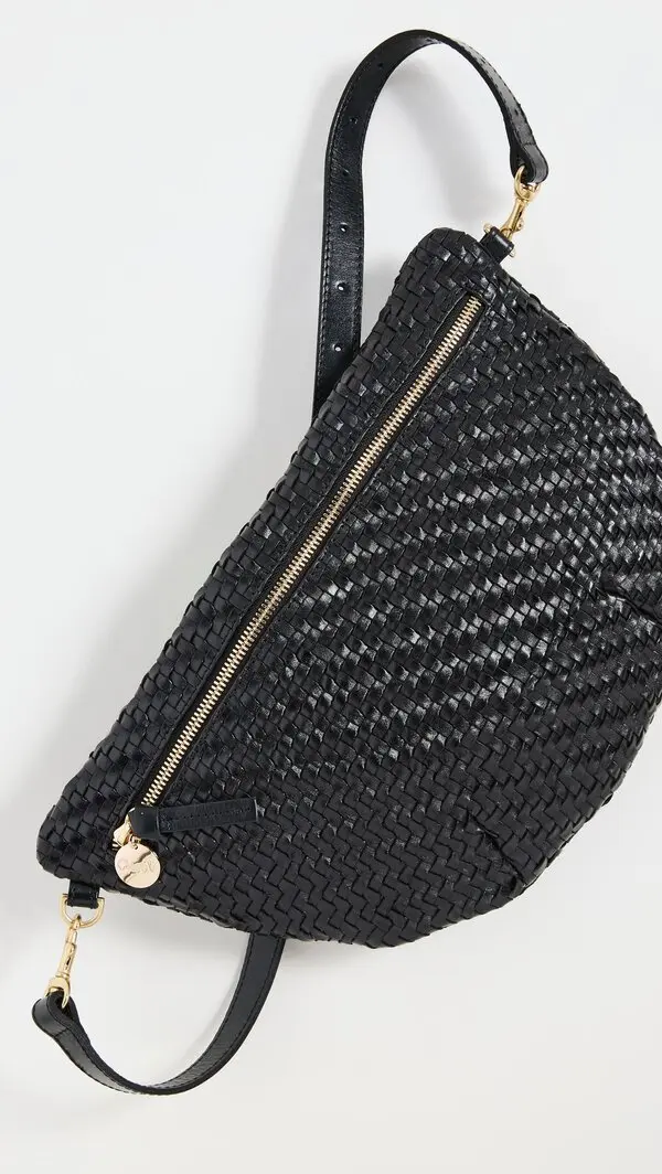 Clare V. Grande Fanny - Black Woven Zig-zag