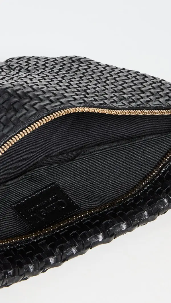 Clare V. Grande Fanny - Black Woven Zig-zag