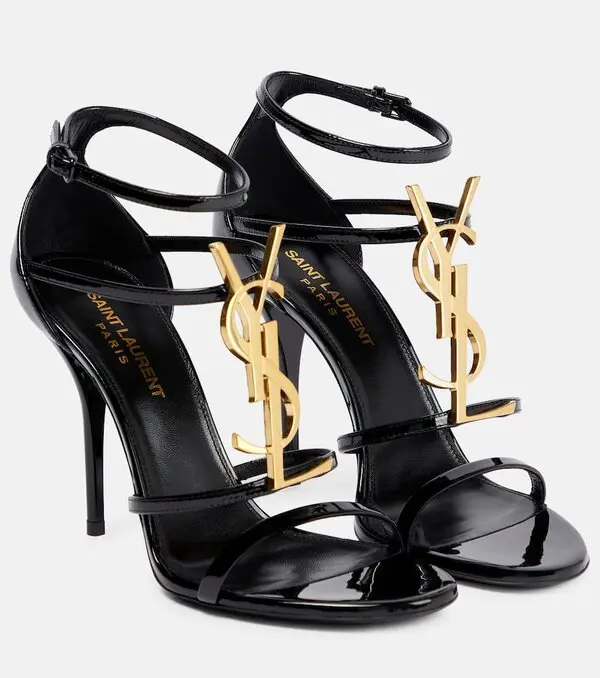 Saint Laurent Cassandra 100 Leather Sandals - Black