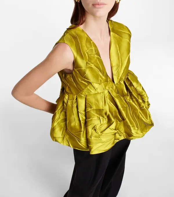 Dries Van Noten Peplum Cloqué Top