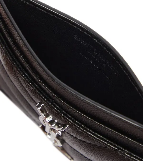 Saint Laurent Cassandre Leather Card Holder - Black