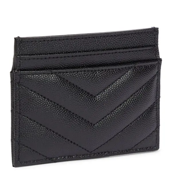 Saint Laurent Cassandre Leather Card Holder - Black